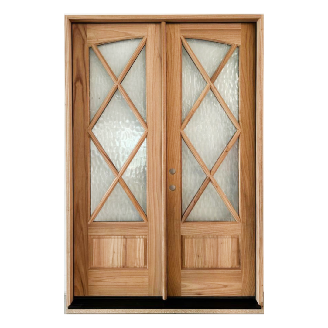 Sahara Weatherproof Mahogany Tybee Double Door with Flemish Glass